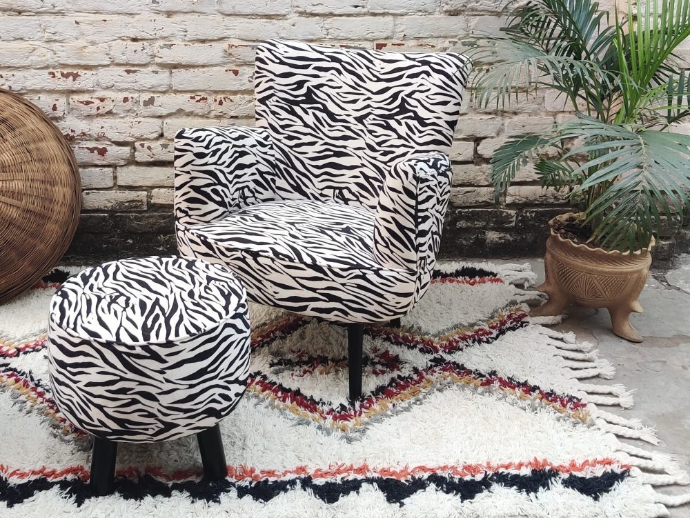Zebra Print Velvet Armchair | Ragged Rose